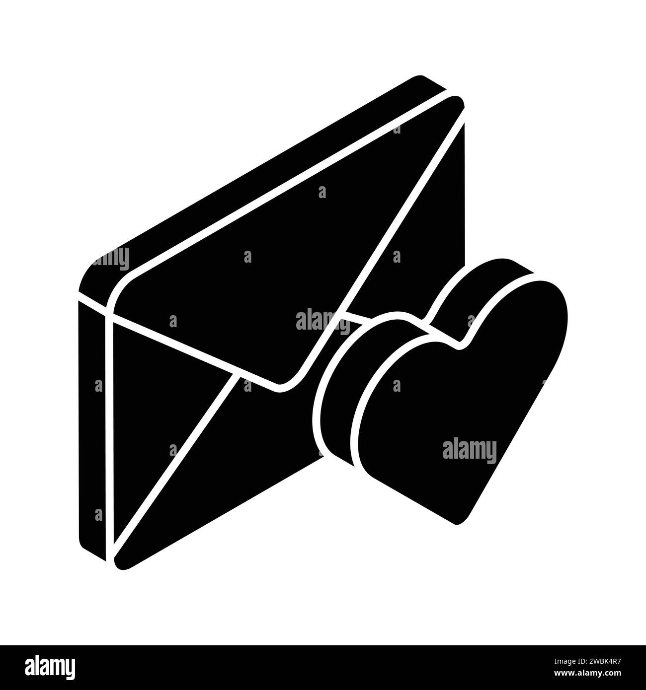 Heart symbol inside letter envelope concept isometric icon of love ...