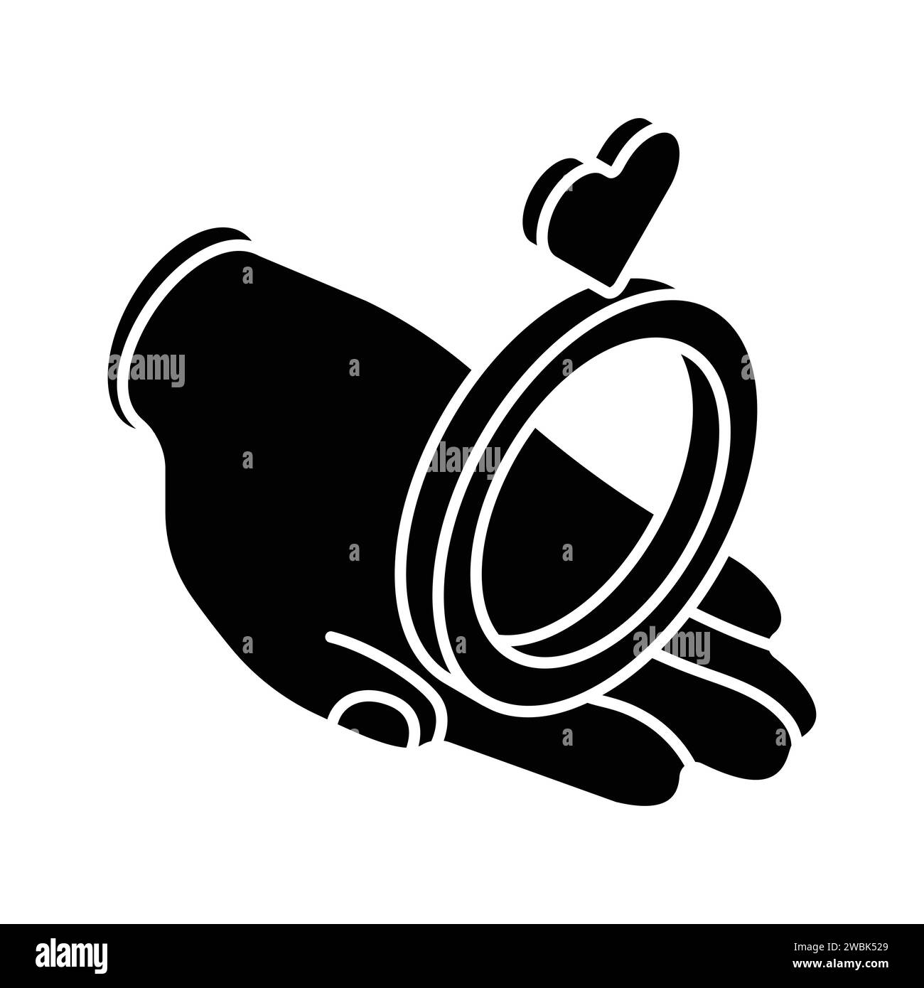 Heart ring on hand showing concept icon of wedding proposal in trendy ... Heart ring on hand showing concept icon of wedding proposal in trendy ...