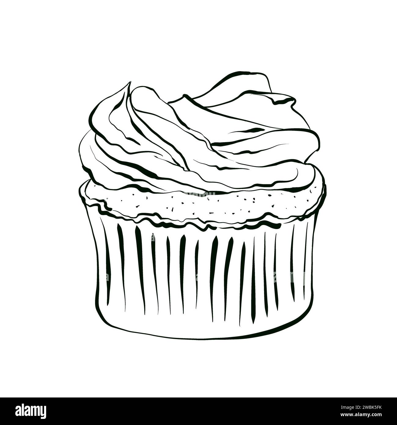 Cupcake Graphic drawing. Hand drawn illustration isolated on white ...