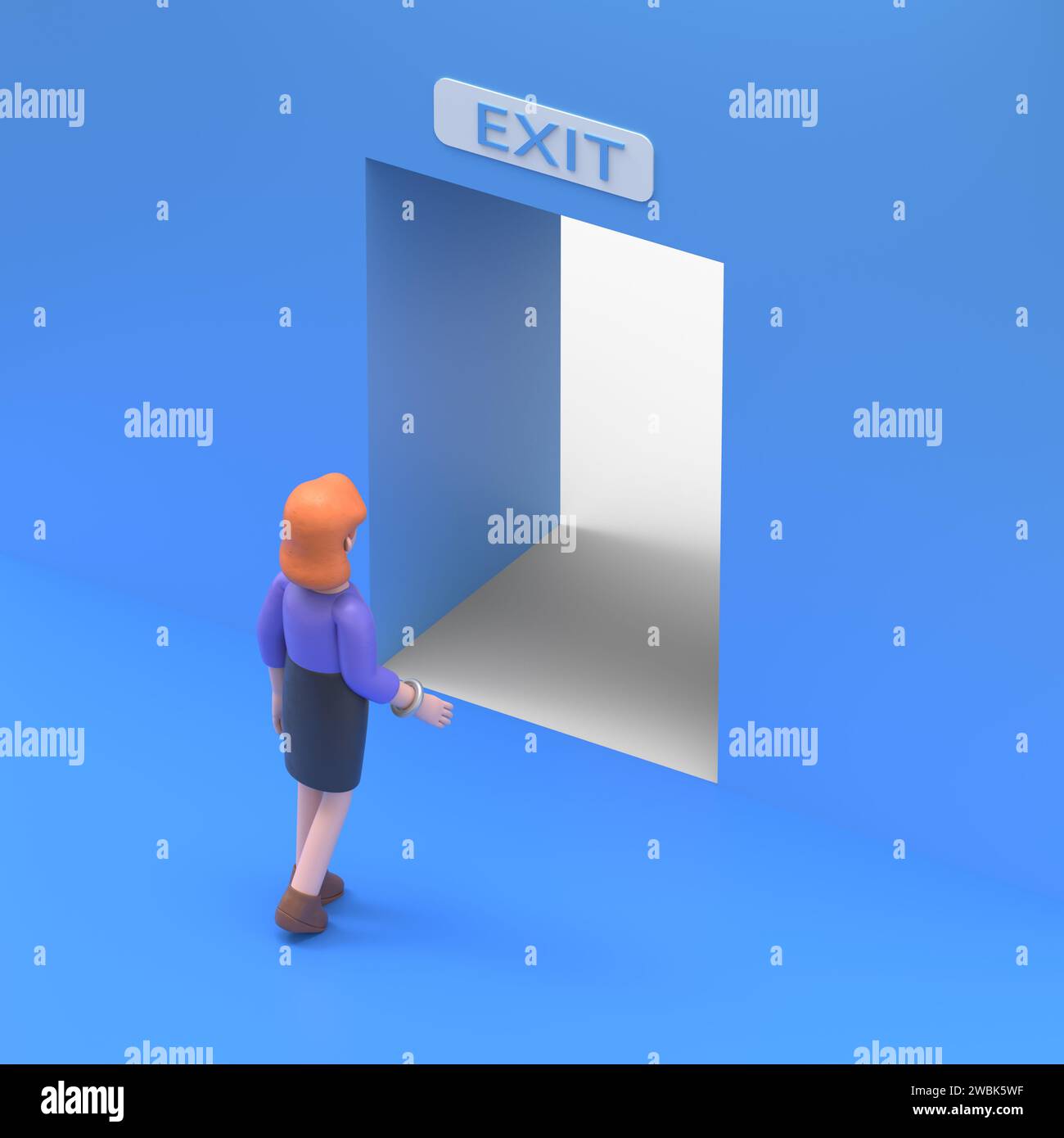 3D illustration of Asian man Felix follows the indicated path to the ...