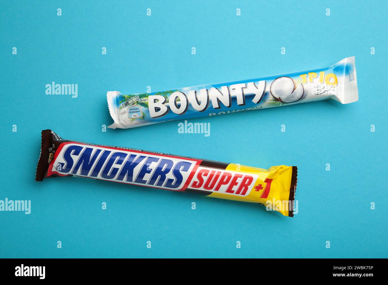 Nikolaev, Ukraine - December 19, 2021: Bounty chocolate bar and ...