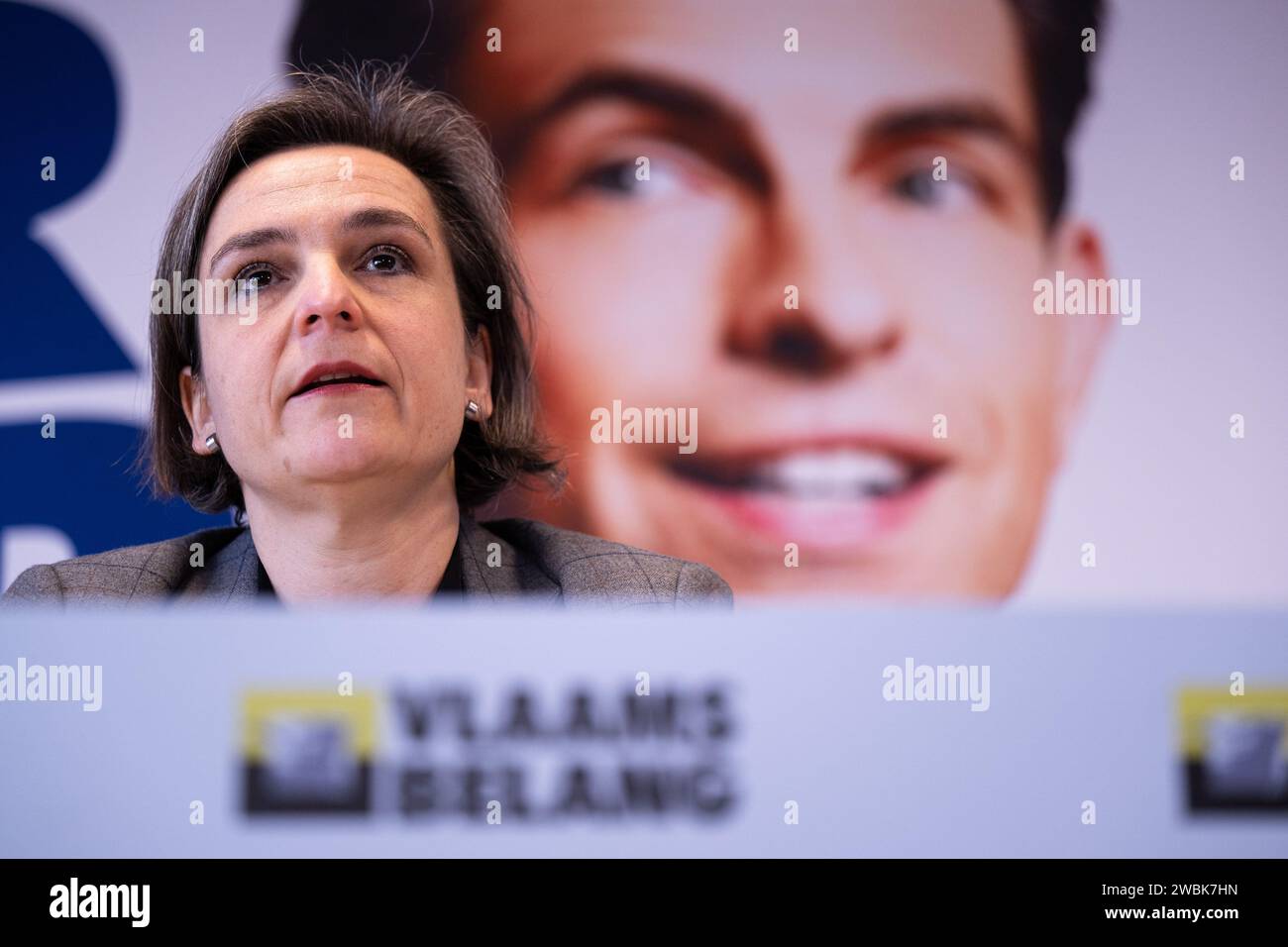 Brussels, Belgium. 11th Jan, 2024. Vlaams Belang's Barbara Pas pictured ...