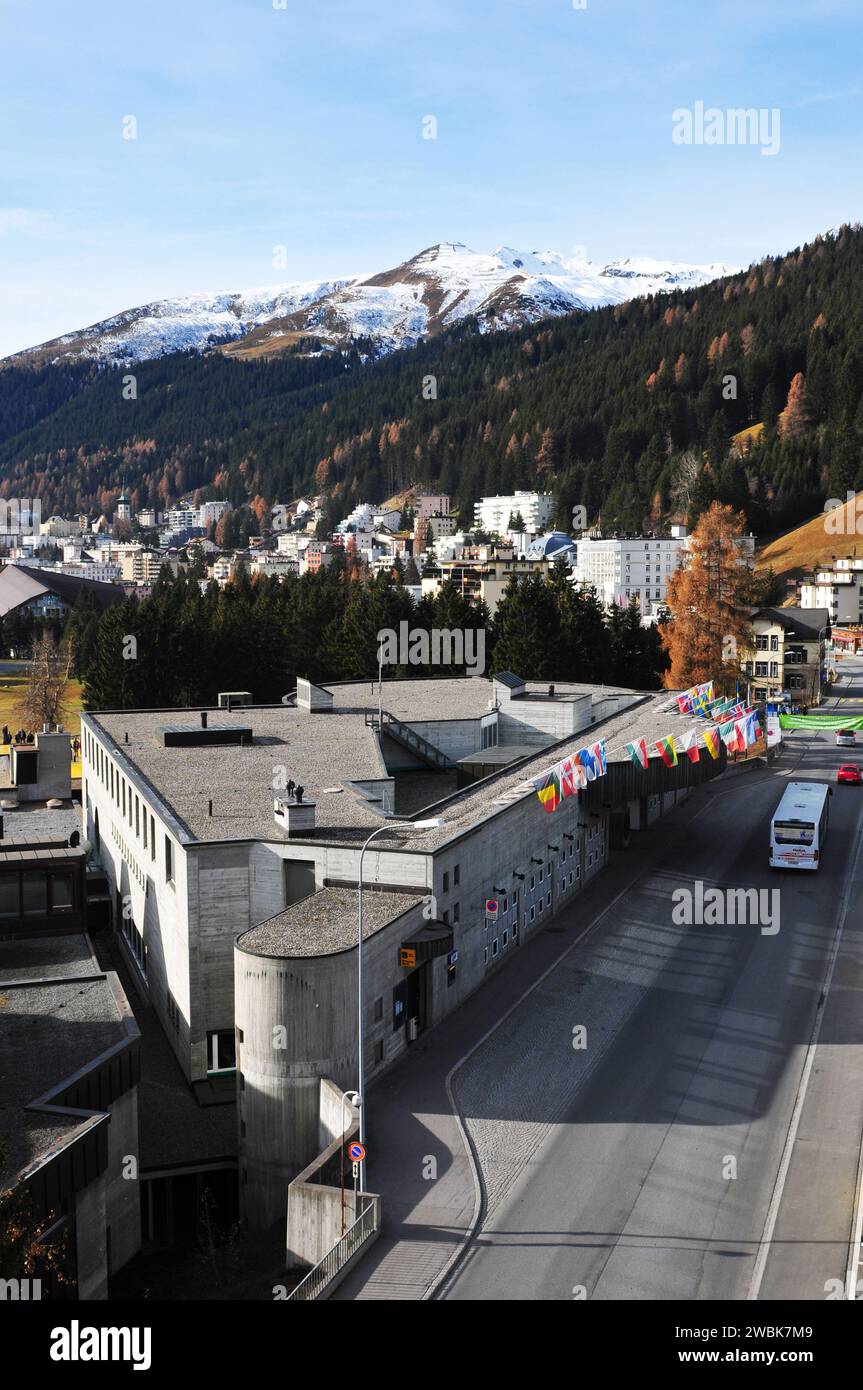 The Congress Center of Davos, Europe's highest city in the Swiss Alps ...