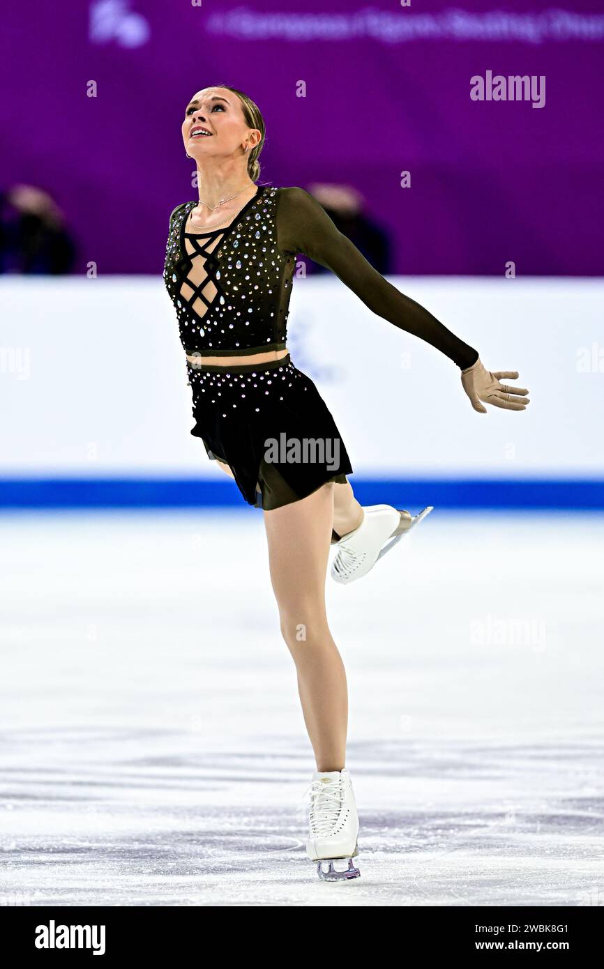 Nina POVEY (GBR), during Women Short Program, at the ISU European ...