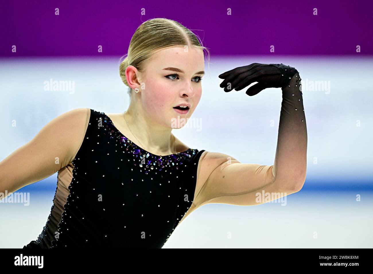 Nella PELKONEN (FIN), during Women Short Program, at the ISU European ...