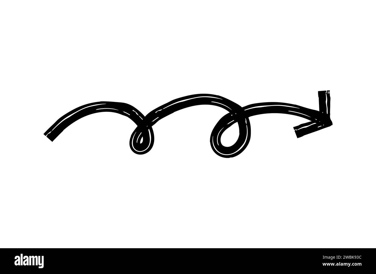 Hand drawn crayon chalk charcoal line arrow. curvy and wavy arrow ...