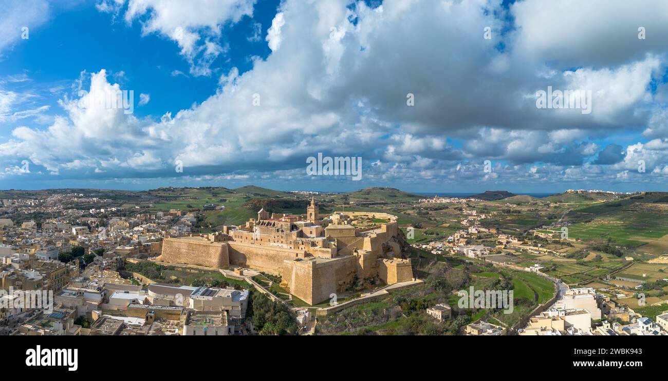 Victoria, Malta - 20 December, 2023: drone view of the Cittadella ...