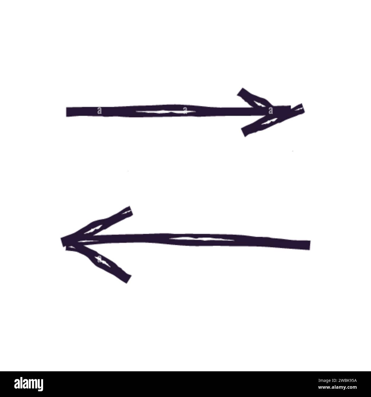 Hand drawn crayon chalk charcoal line arrow. curvy and wavy arrow ...