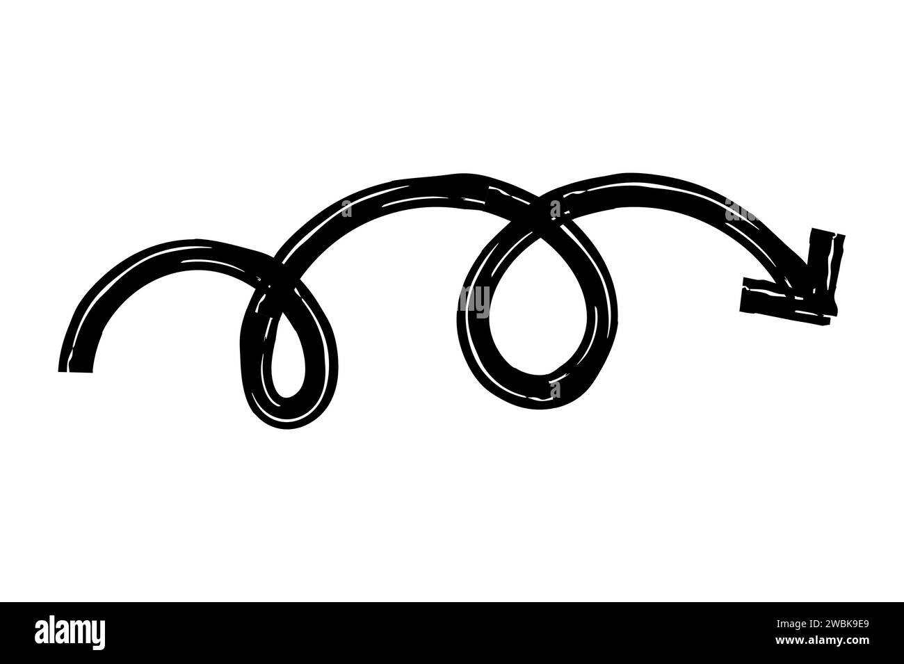 Hand drawn crayon chalk charcoal line arrow. curvy and wavy arrow ...