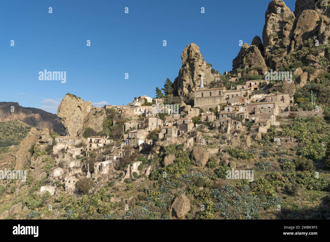 Pentedattilo, Italy - 16 December, 2023: view of the Aspromonte ghost ...
