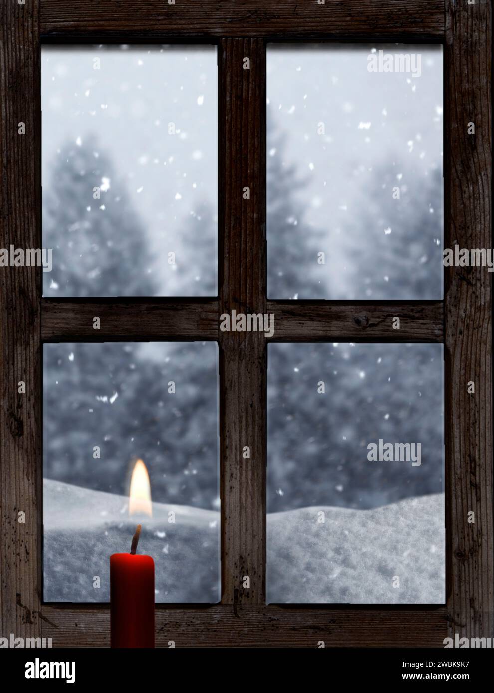 Candle window snow hi-res stock photography and images - Alamy