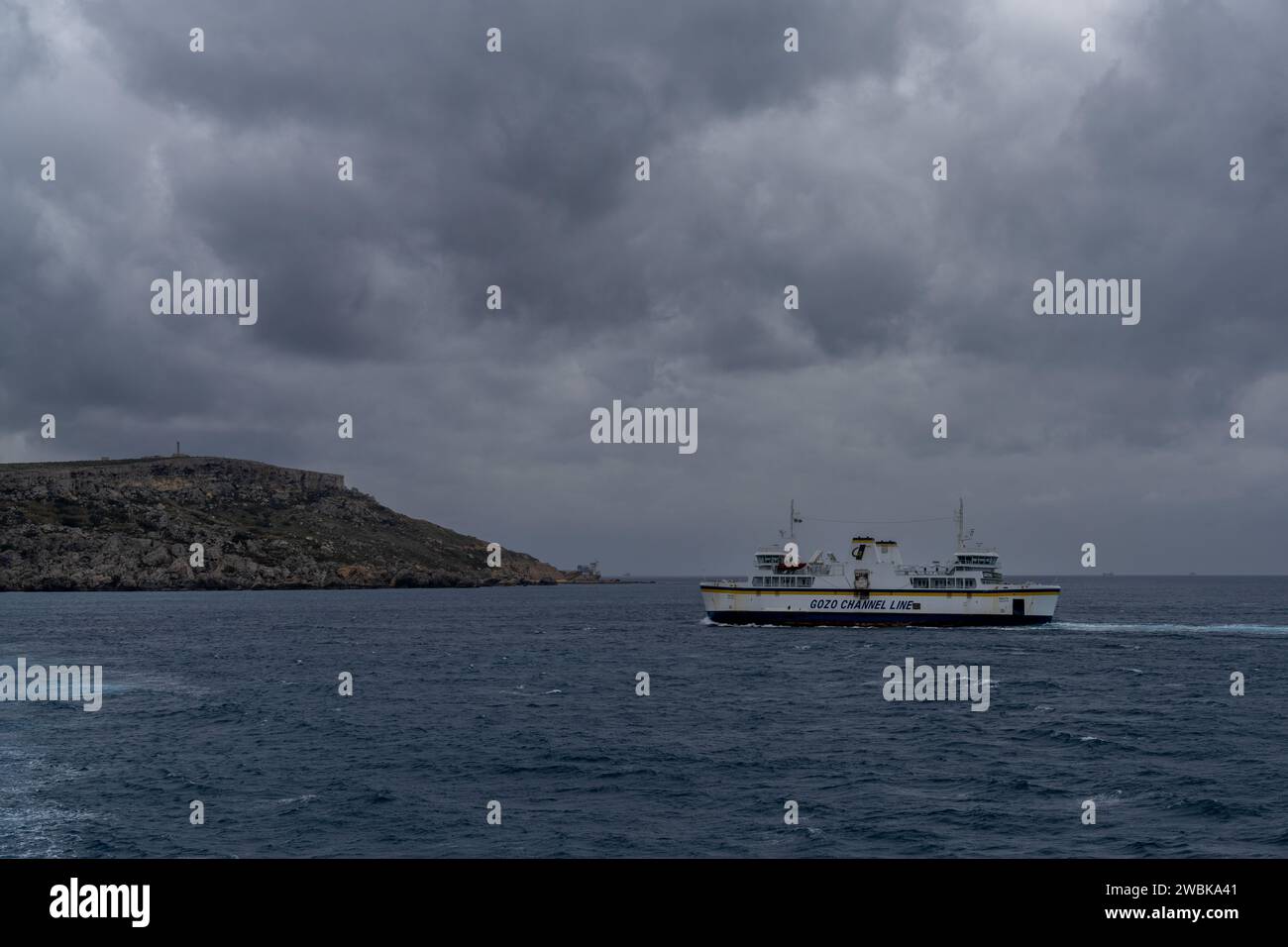 Mgarr, Malta - 18 December, 2023: ferry crossing the Gozo Channel from ...