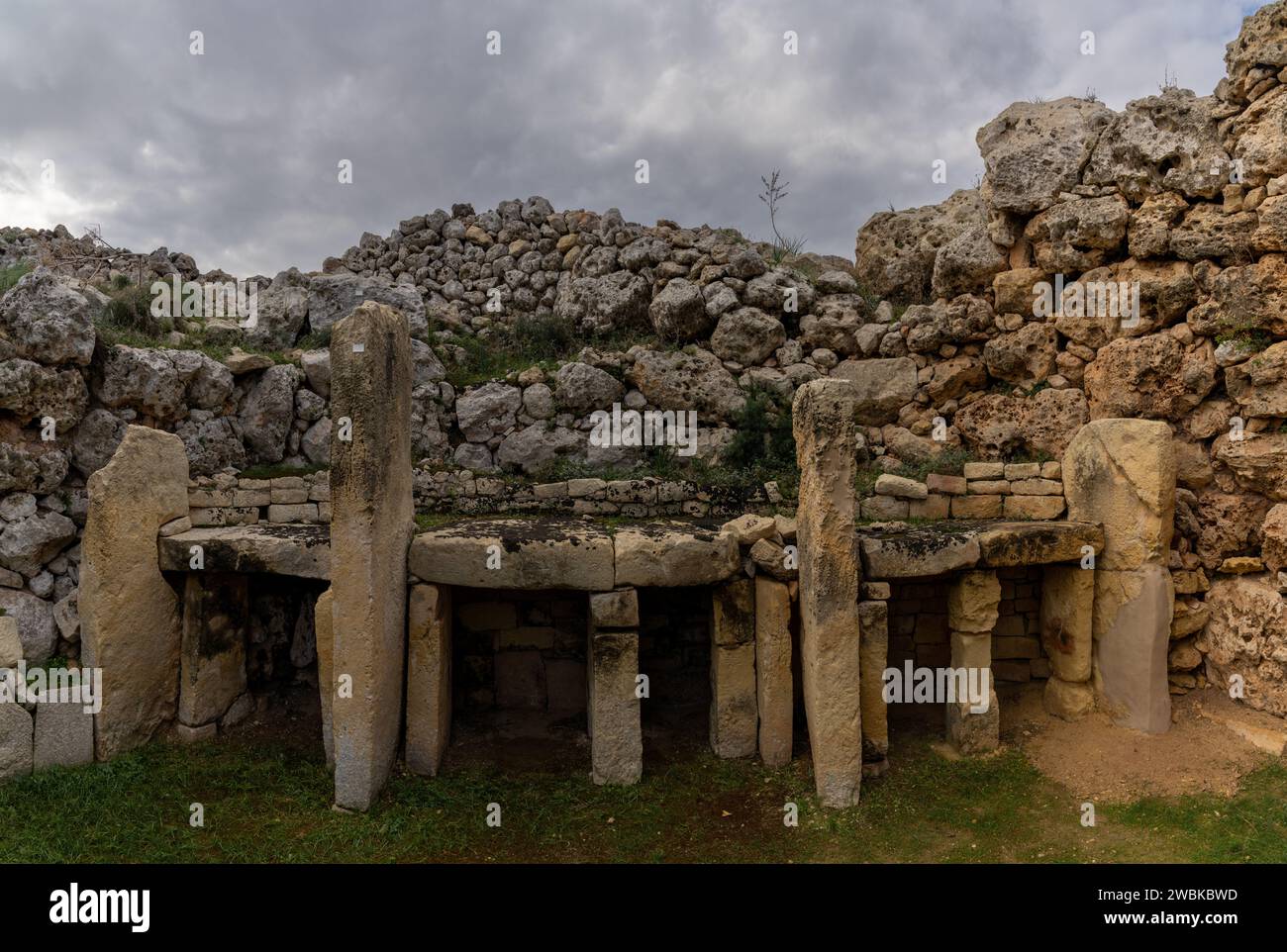 Xaghra, Malta - 20 December, 2023: detail view of the neolithic temple ...