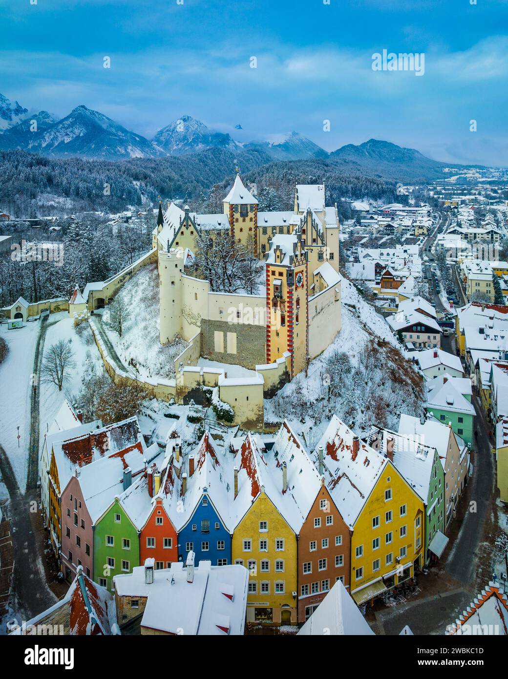 Winter view of the castle in Füssen, Germany Stock Photo - Alamy