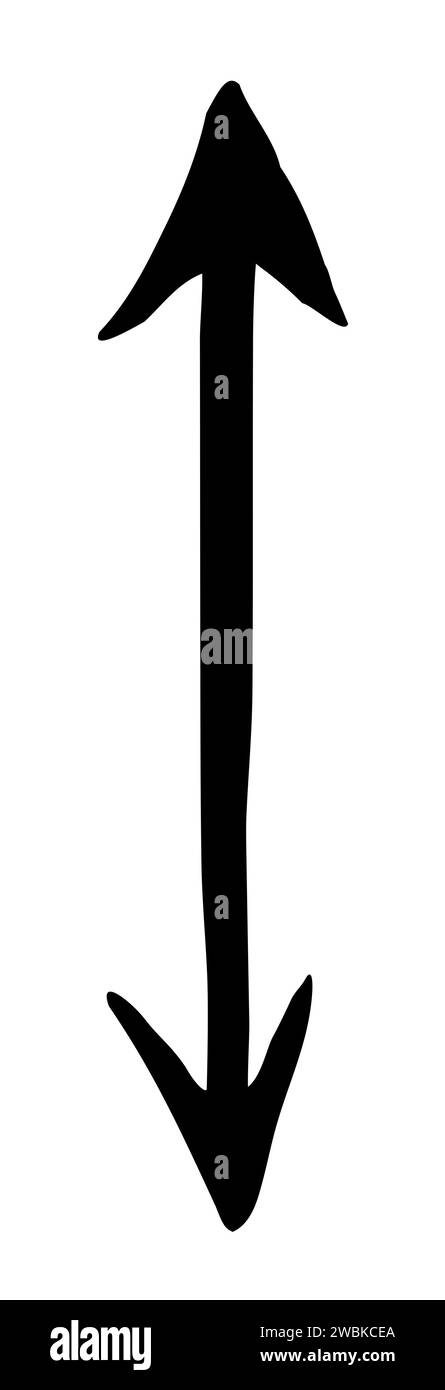 Hand painted arrow drawn with ink brush isolated on white background ...