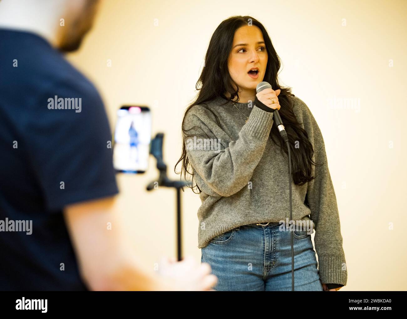 Harriet Caplan-Dean and Macauley Burns recording West End New Friends ...