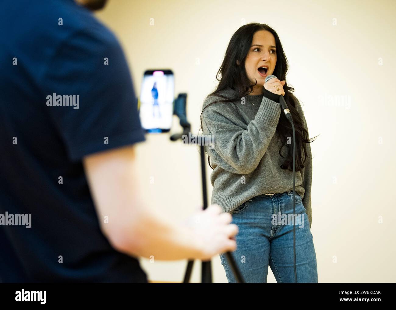 Harriet Caplan-Dean and Macauley Burns recording West End New Friends ...