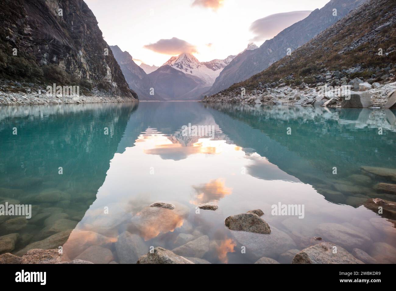 Beautiful lake Paron in Cordillera Blanca, Peru, South America Stock ...