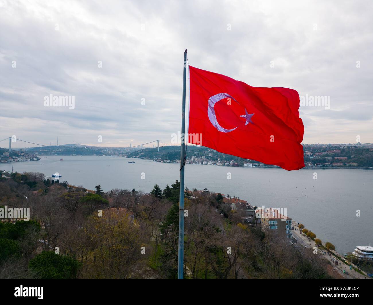 Drone view turkish flag waving hi-res stock photography and images - Alamy