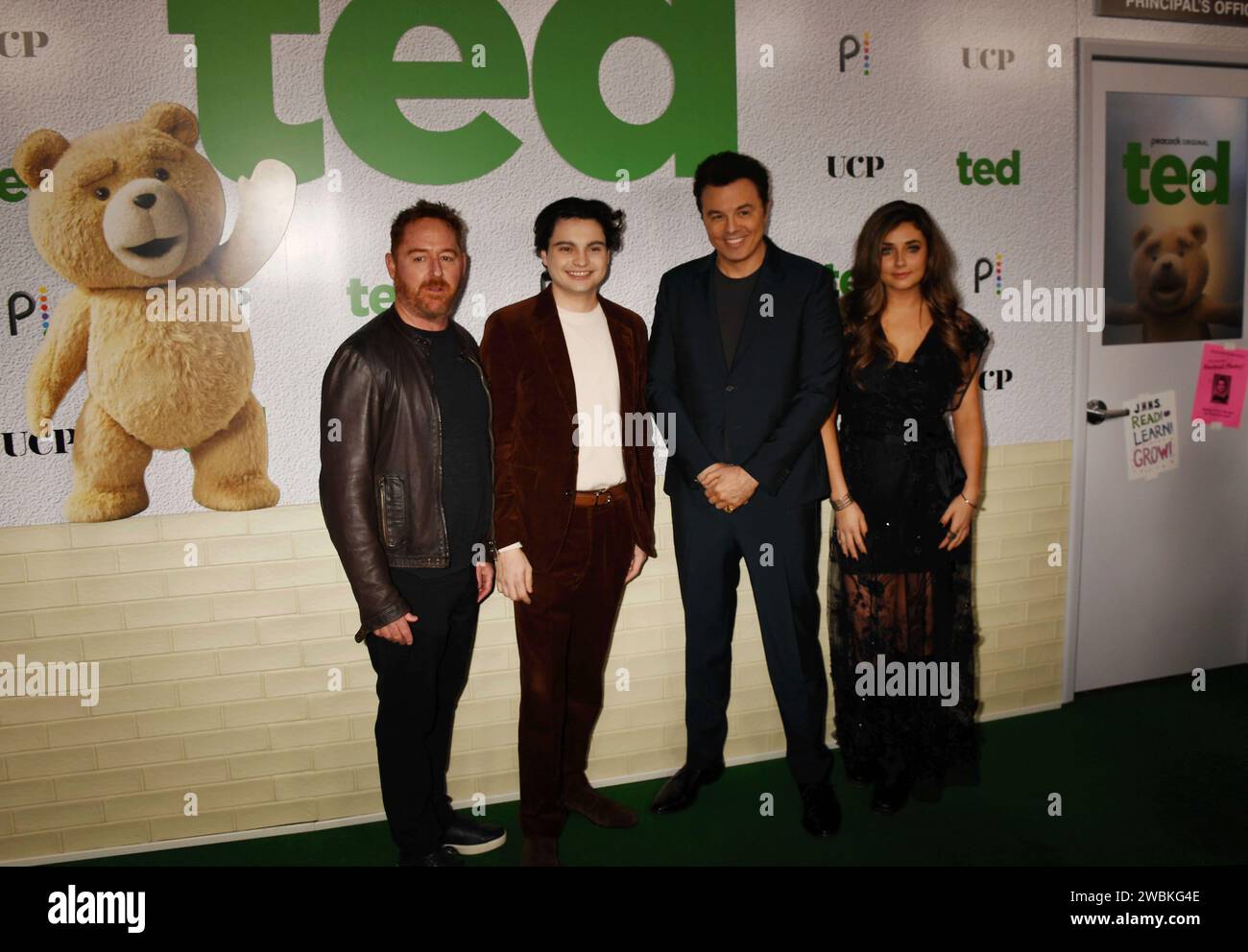 LOS ANGELES, CALIFORNIA - JANUARY 10: (L-R) Scott Grimes, Max Burkholder, Seth MacFarlane and ...