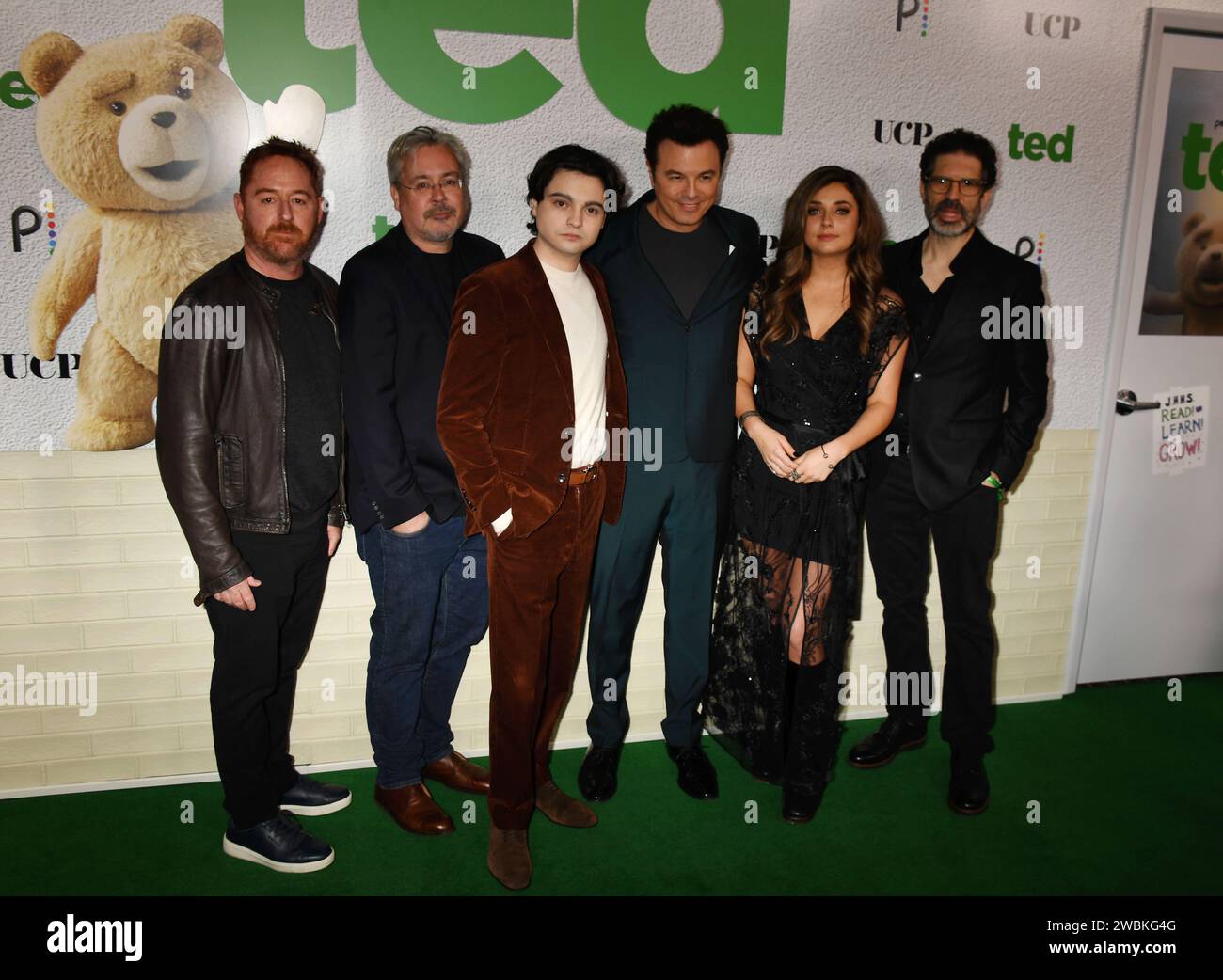 LOS ANGELES, CALIFORNIA - JANUARY 10: (L-R) Scott Grimes, Paul Corrigan, Max Burkholder, Seth ...