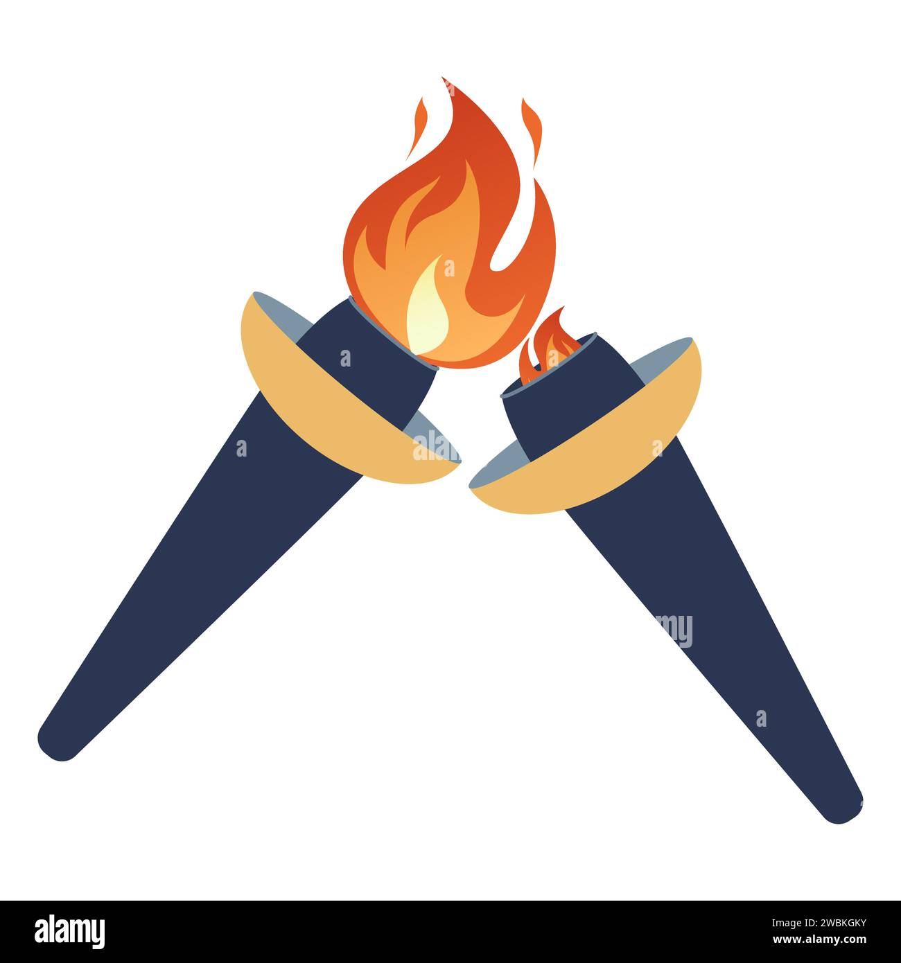 Ignition of a torch from another torch. Transfer of the Olympic flame ...