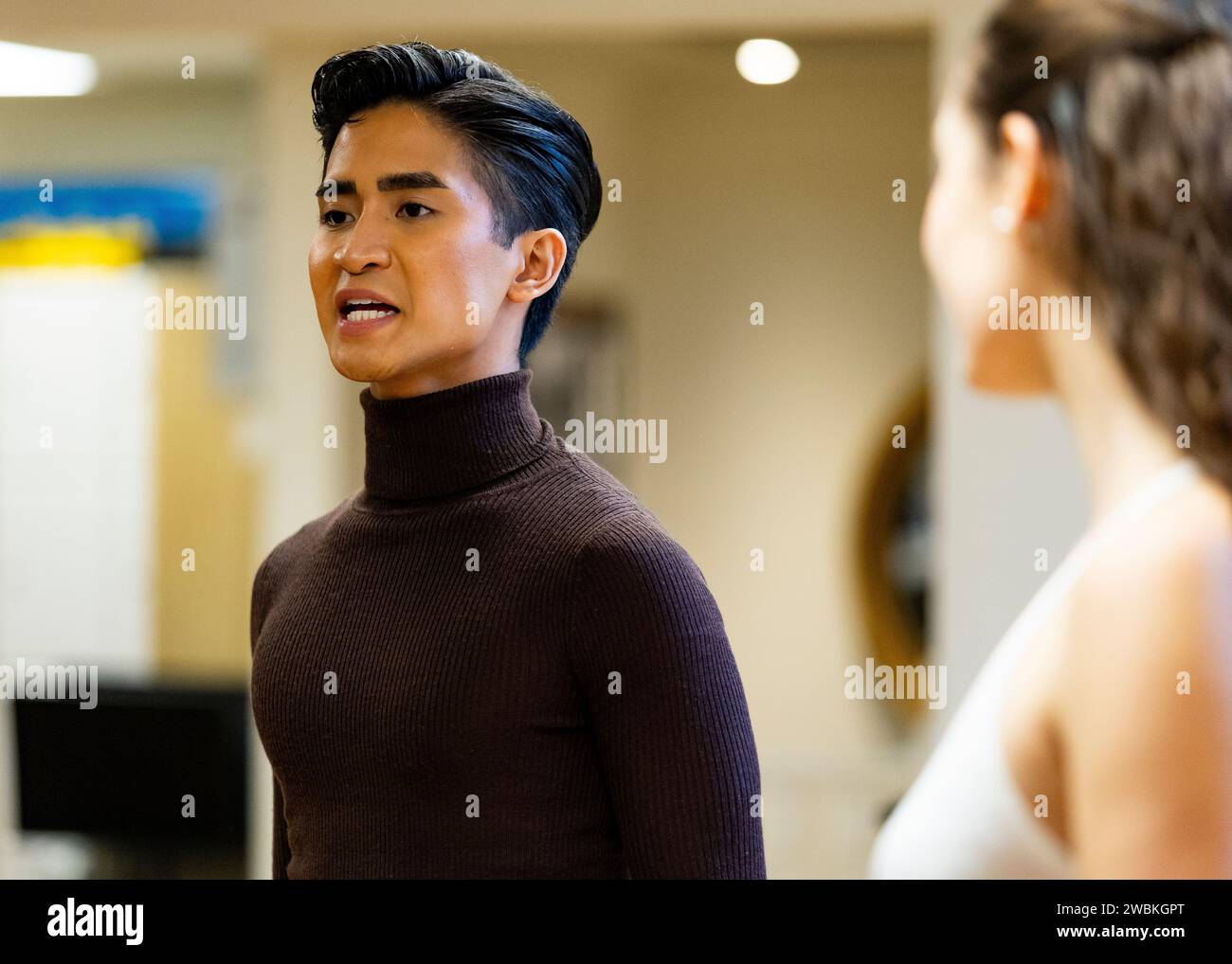 Caleb Lagayan and Jenna Dearness-Dark recording West End New Friends, Victoria Palace Theatre ...