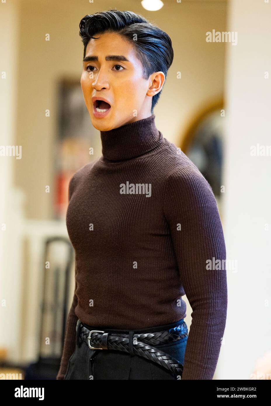 Caleb Lagayan and Jenna Dearness-Dark recording West End New Friends, Victoria Palace Theatre ...