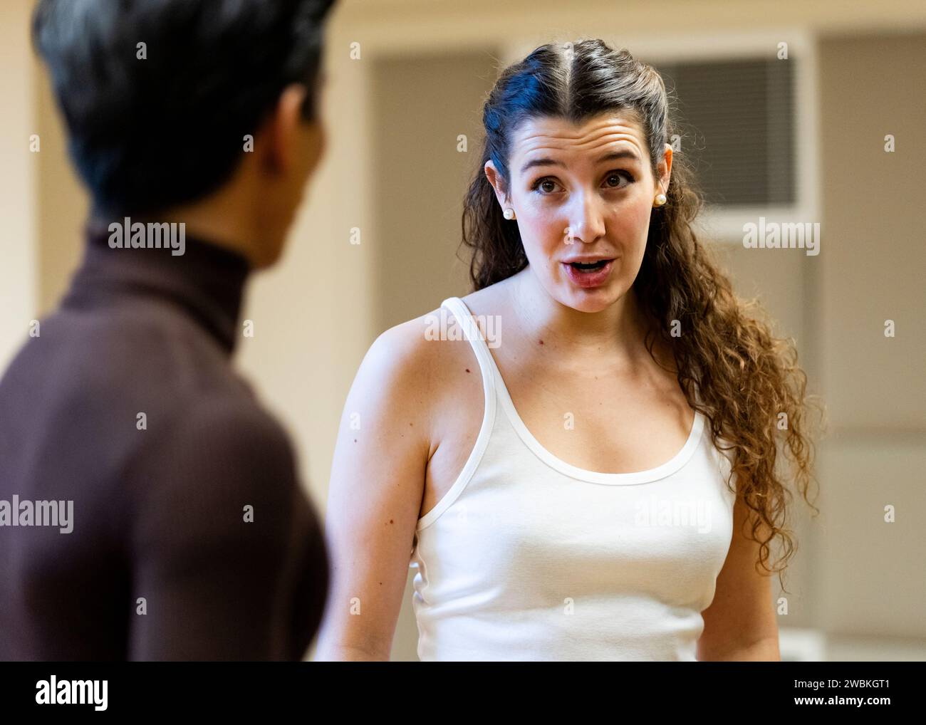 Caleb Lagayan and Jenna Dearness-Dark recording West End New Friends, Victoria Palace Theatre ...