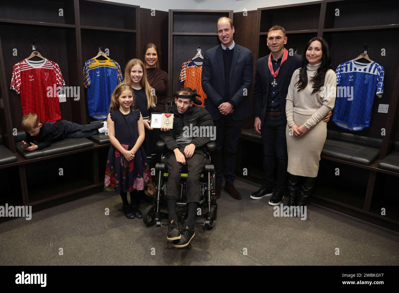 The Prince of Wales (third right) meets Jackson Burrow (far left), Maya ...