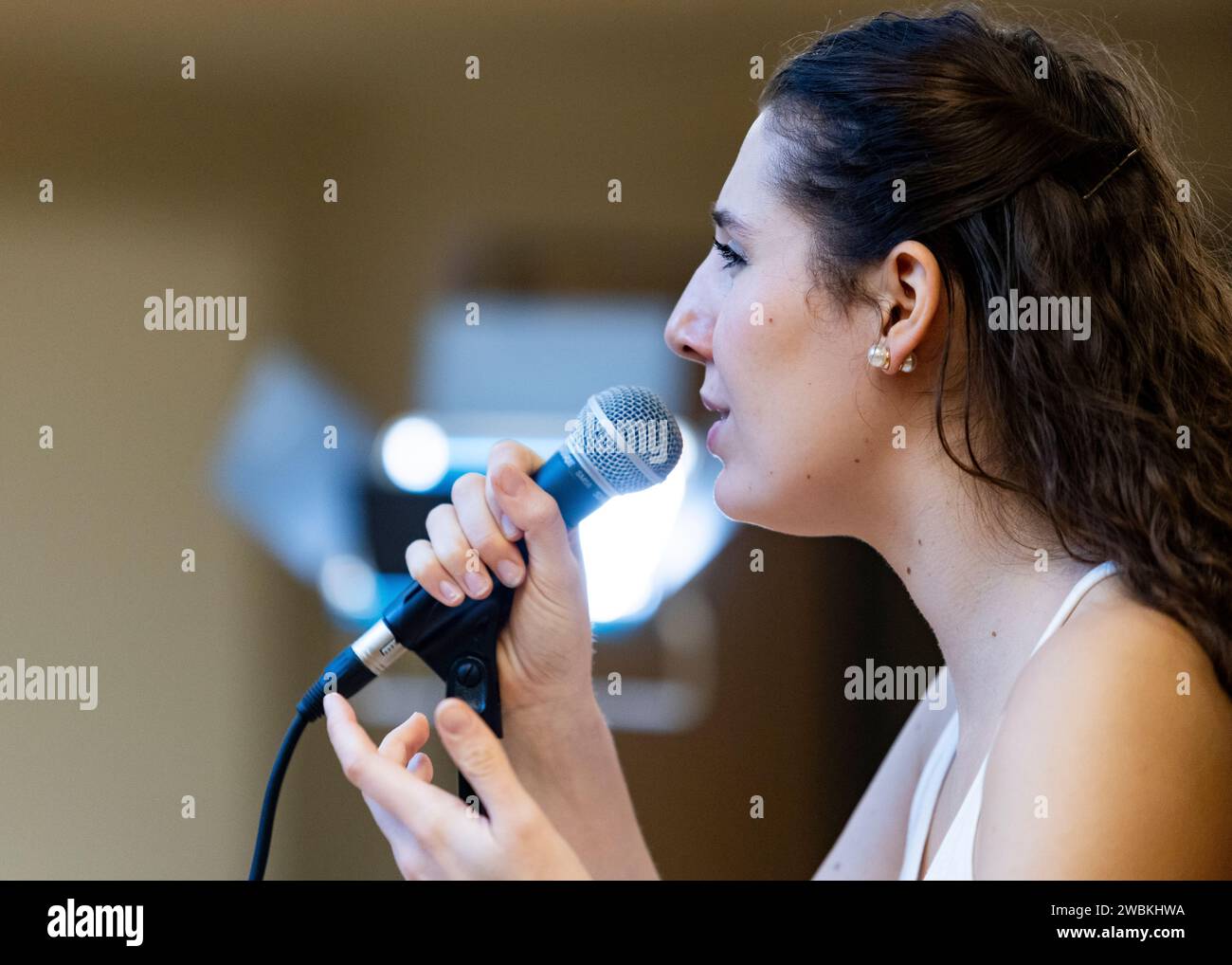 Caleb Lagayan and Jenna Dearness-Dark recording West End New Friends, Victoria Palace Theatre ...