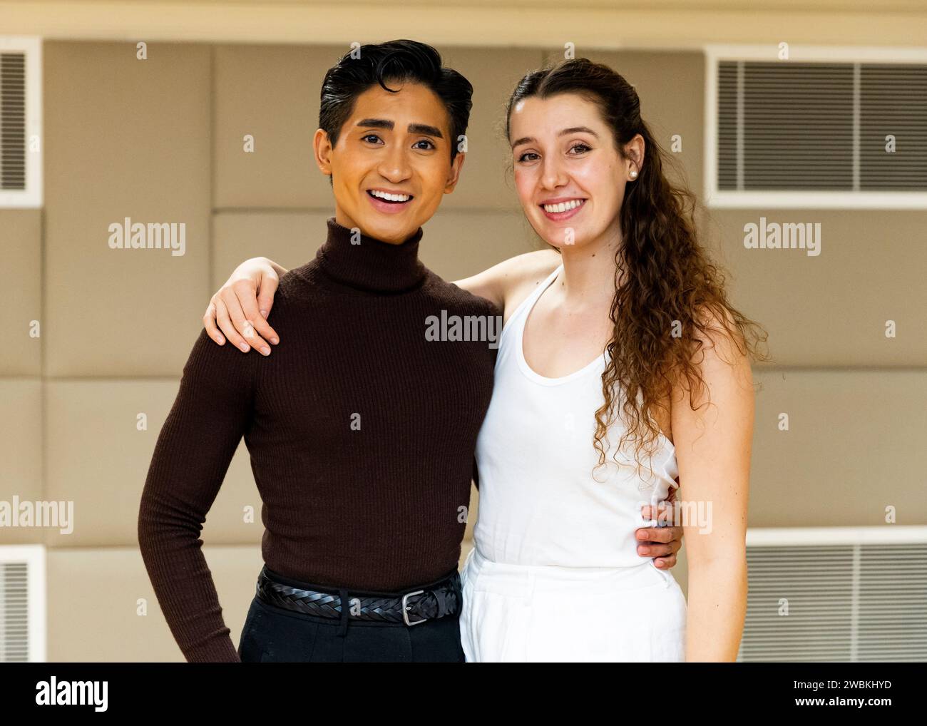 Caleb Lagayan and Jenna Dearness-Dark recording West End New Friends ...
