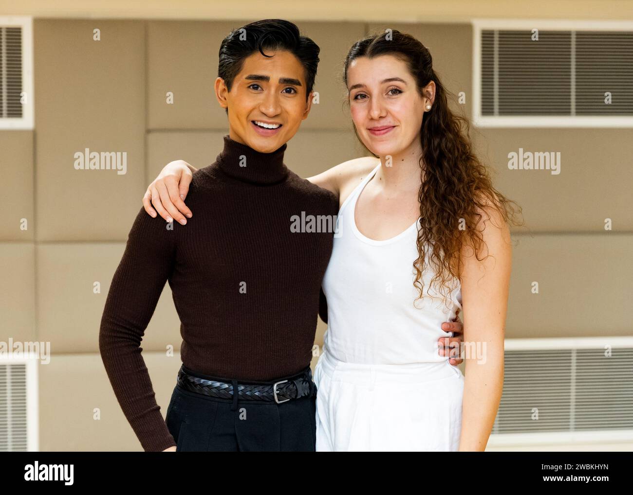 Caleb Lagayan and Jenna Dearness-Dark recording West End New Friends, Victoria Palace Theatre ...