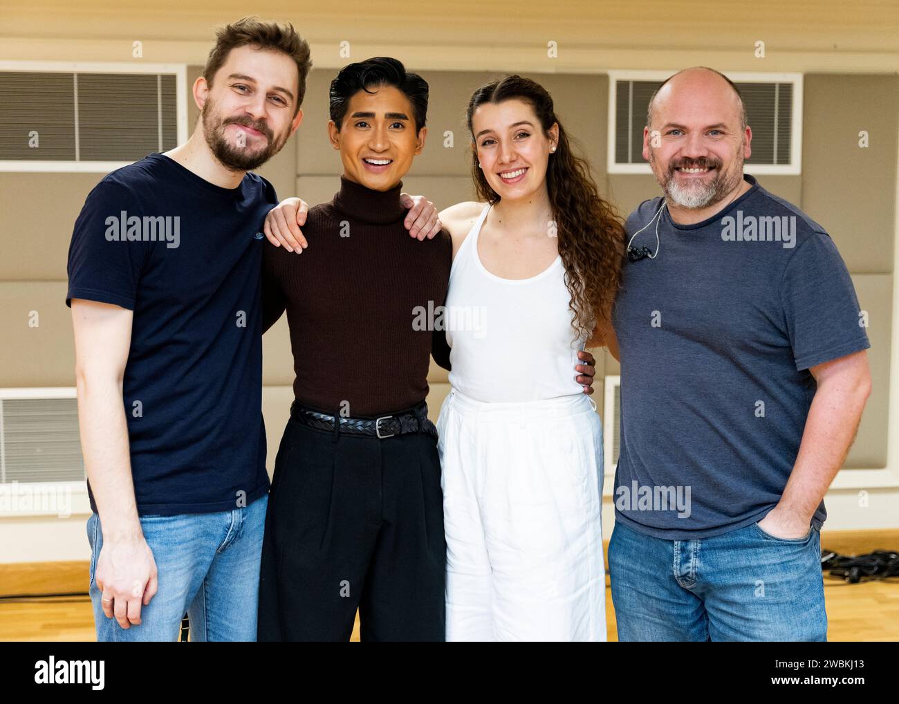 Caleb Lagayan and Jenna Dearness-Dark recording West End New Friends, Victoria Palace Theatre ...
