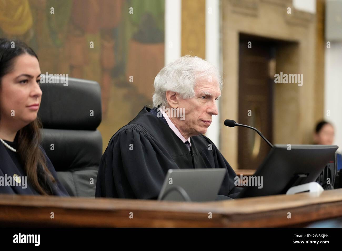 Judge Arthur Engoron sits in the courtroom before the start of closing ...