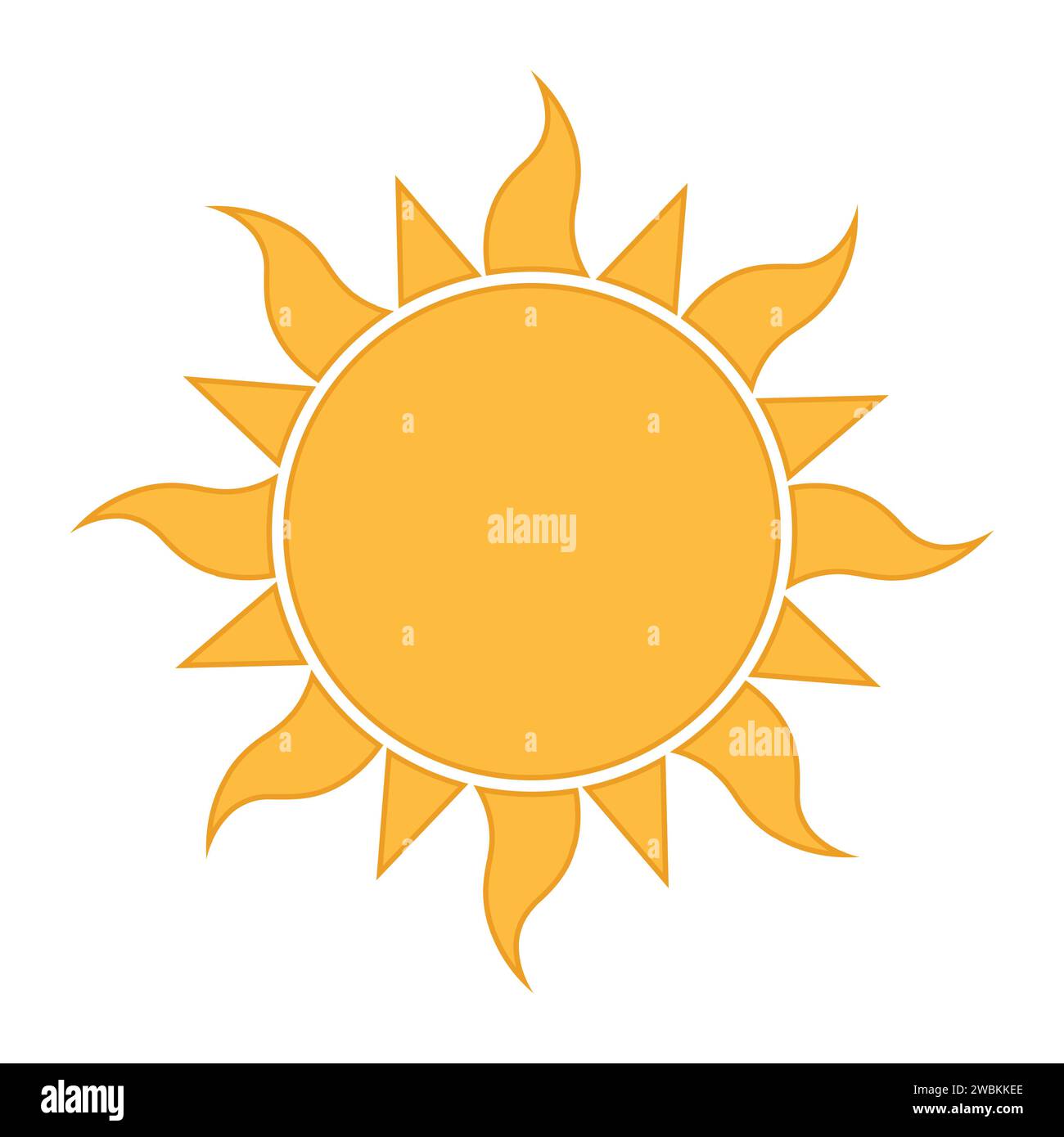 sun shape symbol, vector illustration of simple yellow star Stock ...