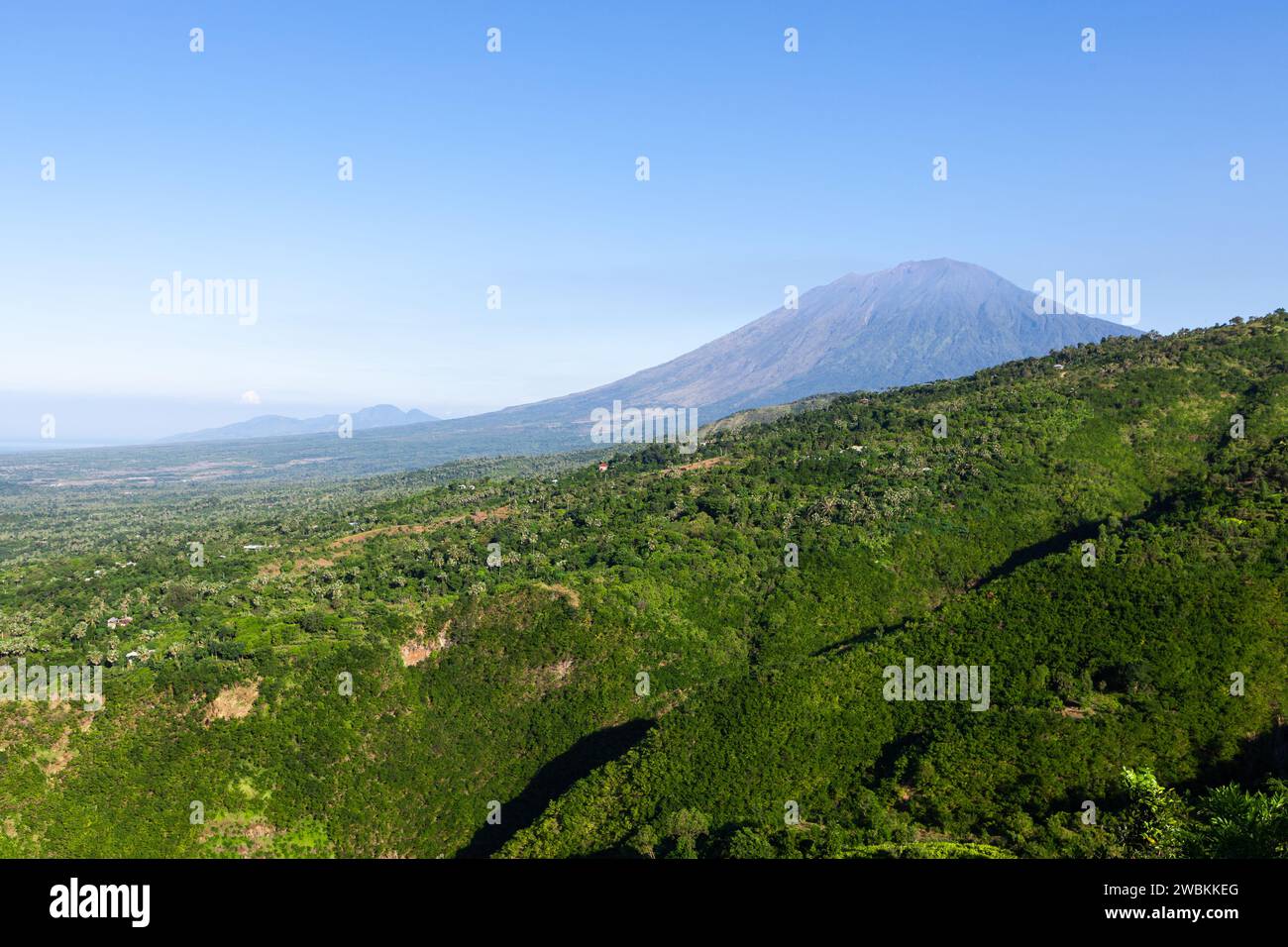 Bali island landscape. Beautiful mountains covered by green jungle ...
