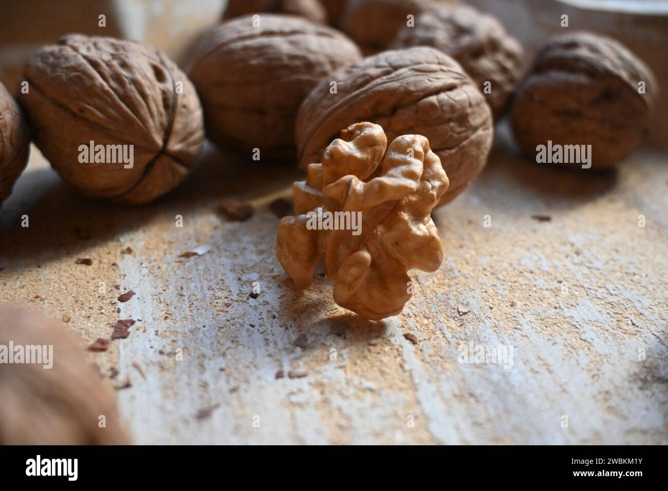 Walnut and Nutshell Stock Photo - Alamy