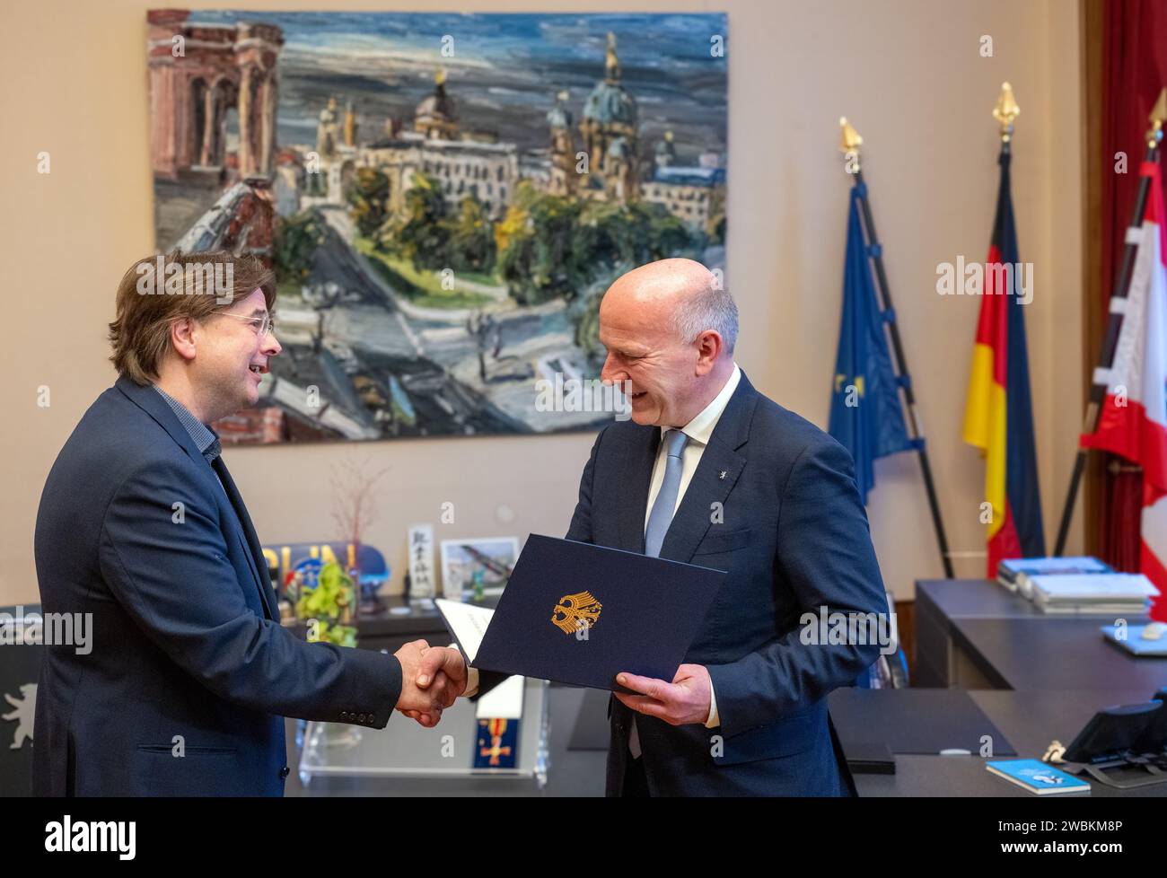 Berlin, Germany. 11th Jan, 2024. Kai Wegner (r), Governing Mayor of ...