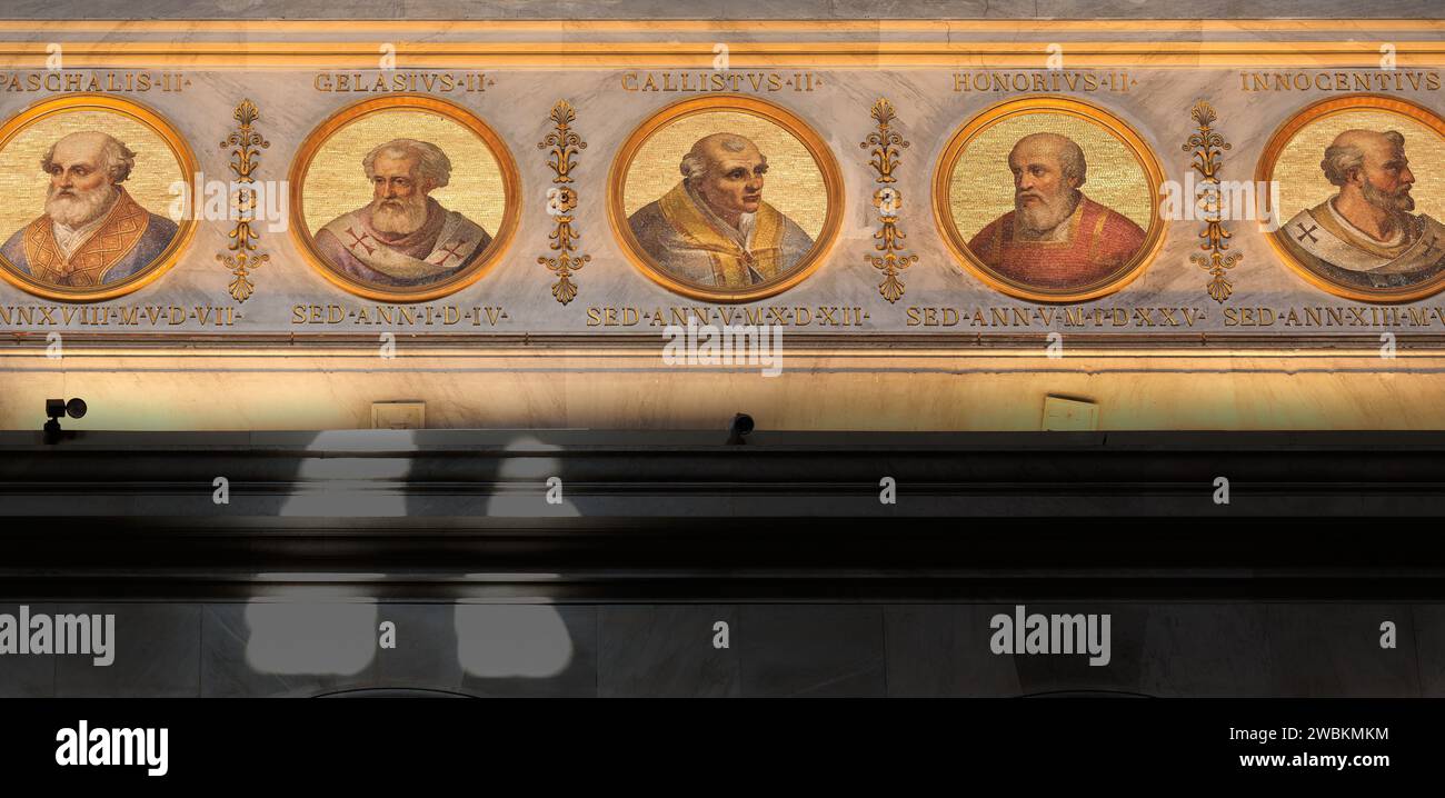 Mosaic portraits, of Popes Pascal II, Gelasius II, Callistus II ...