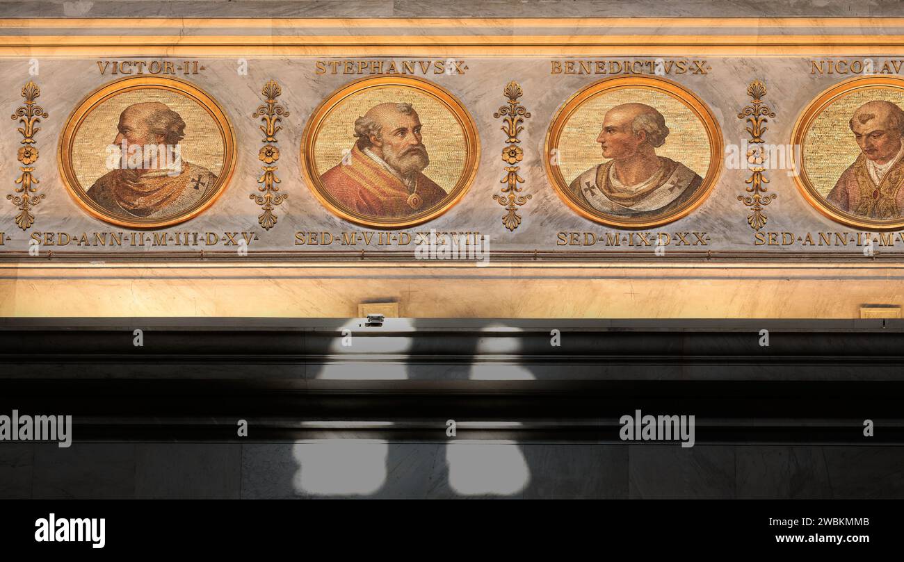 Mosaic portrait of Popes Victor II, Stephen X, Benedict X and Nicholas ...