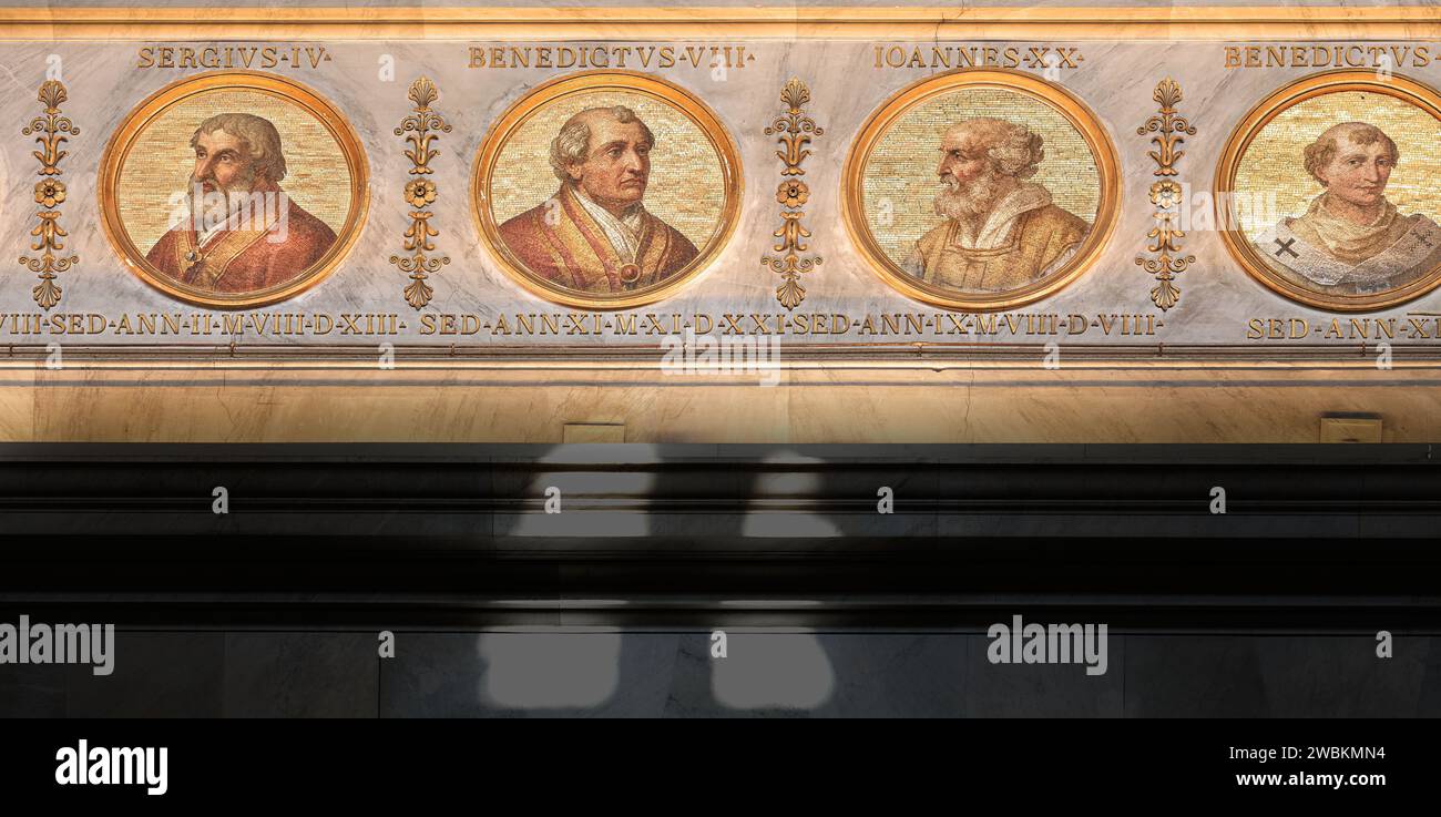 Mosaic portrait of Popes Sergius IV, Benedict VIII, John XX and ...