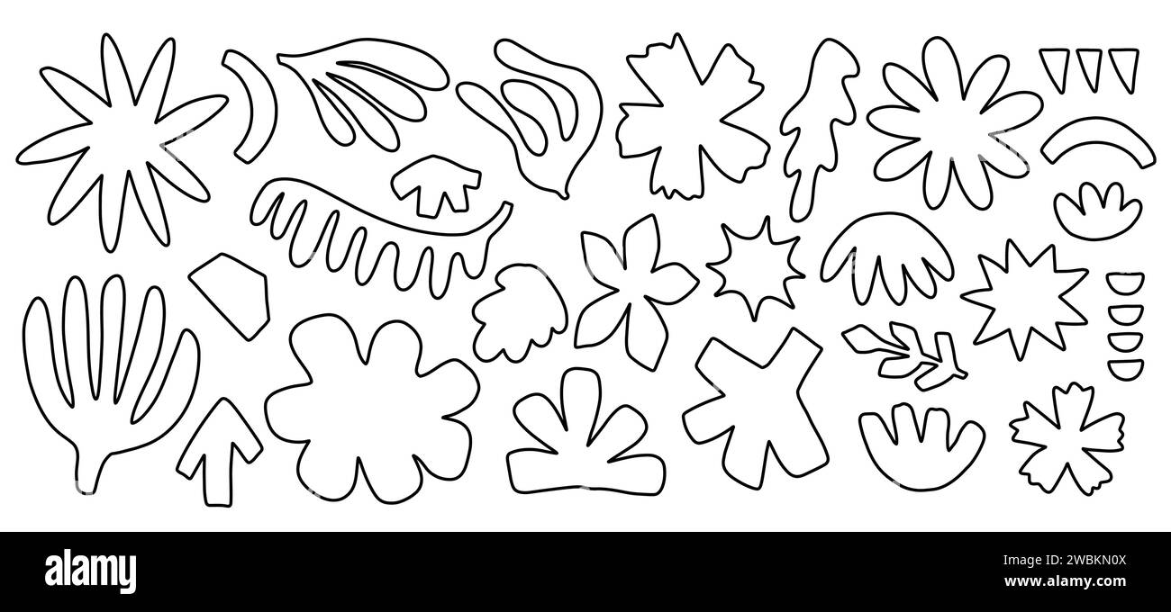 Cut out abstract organic shapes Outline floral set Stock Vector Image ...