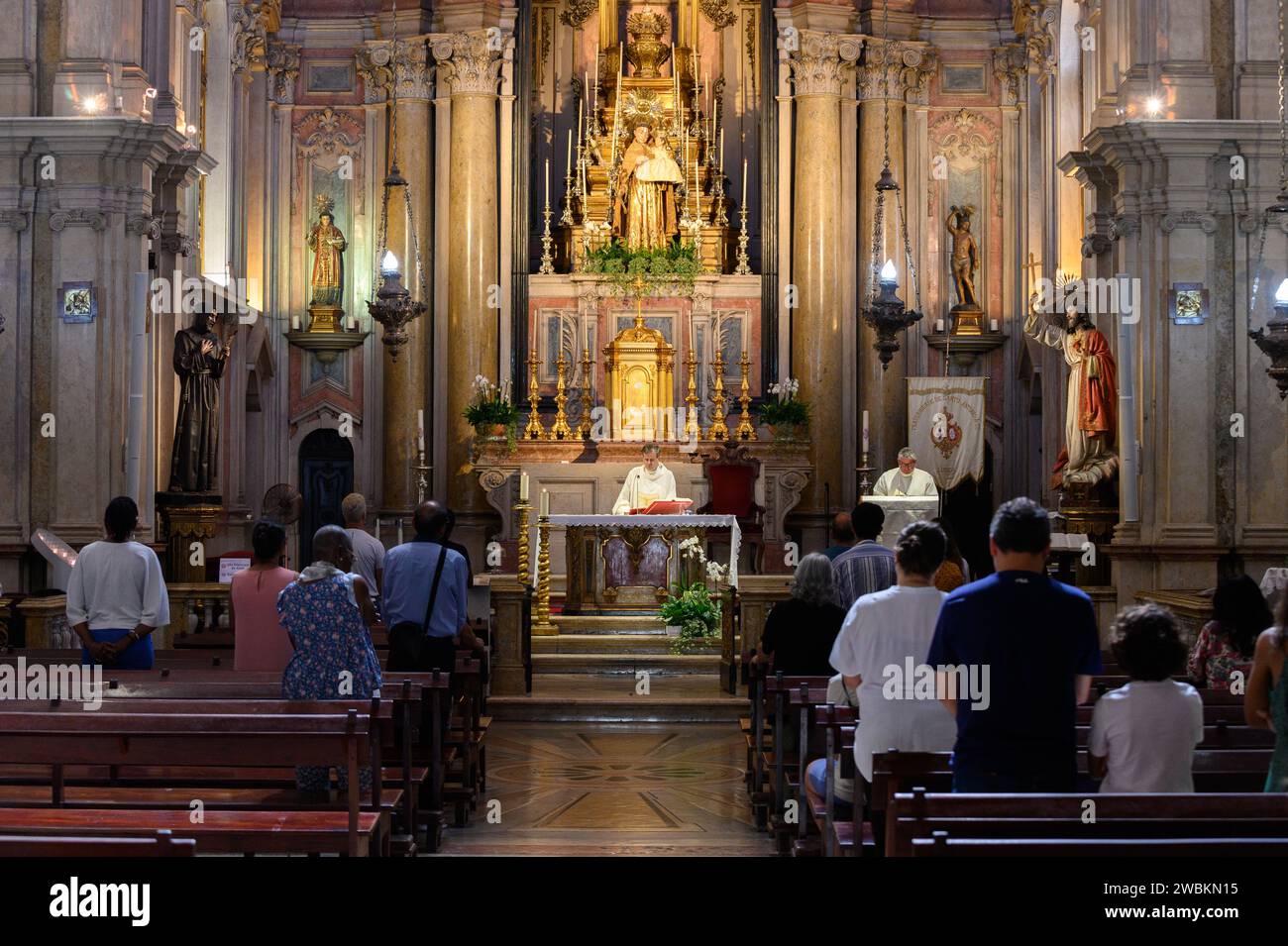 Holy Mass being served in the Church of Saint Anthony of Lisbon in ...
