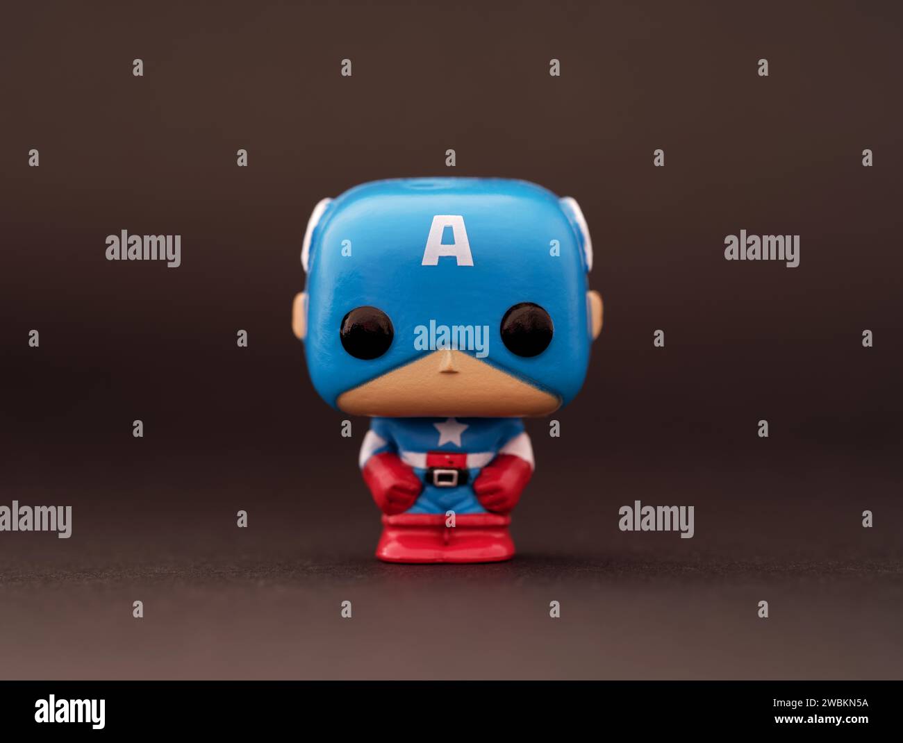 Tambov, Russian Federation - January 07, 2024 A Captain America Funko ...