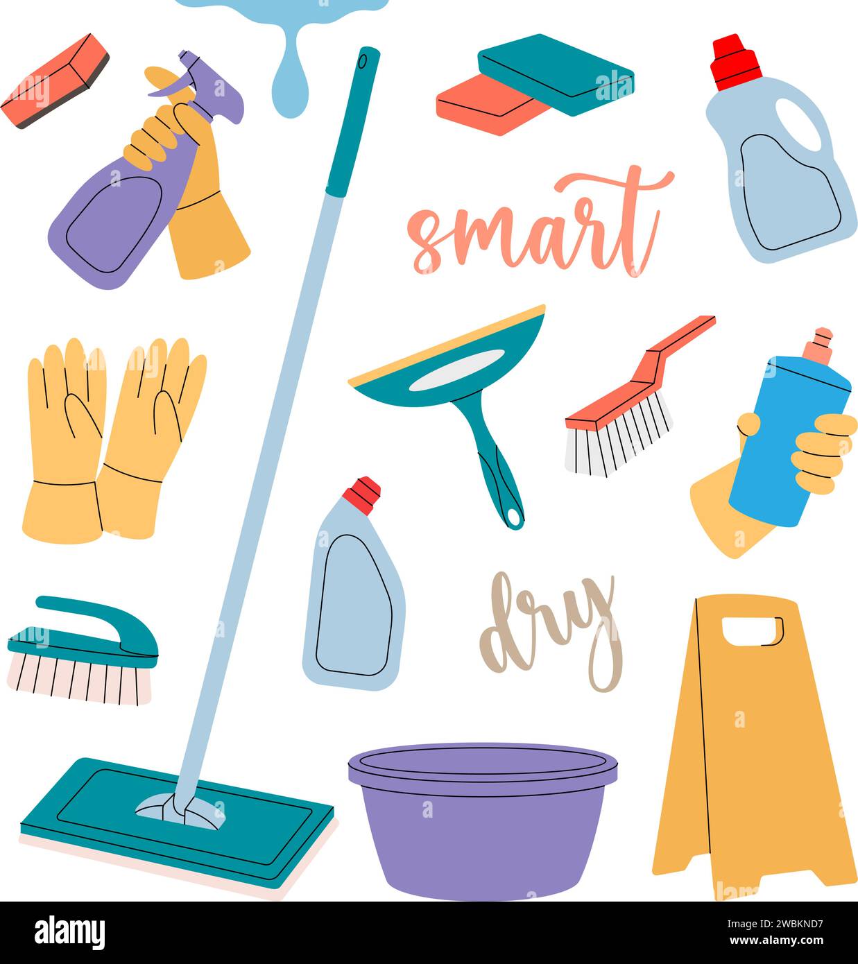 Household cleaning brushes Stock Vector Images - Alamy