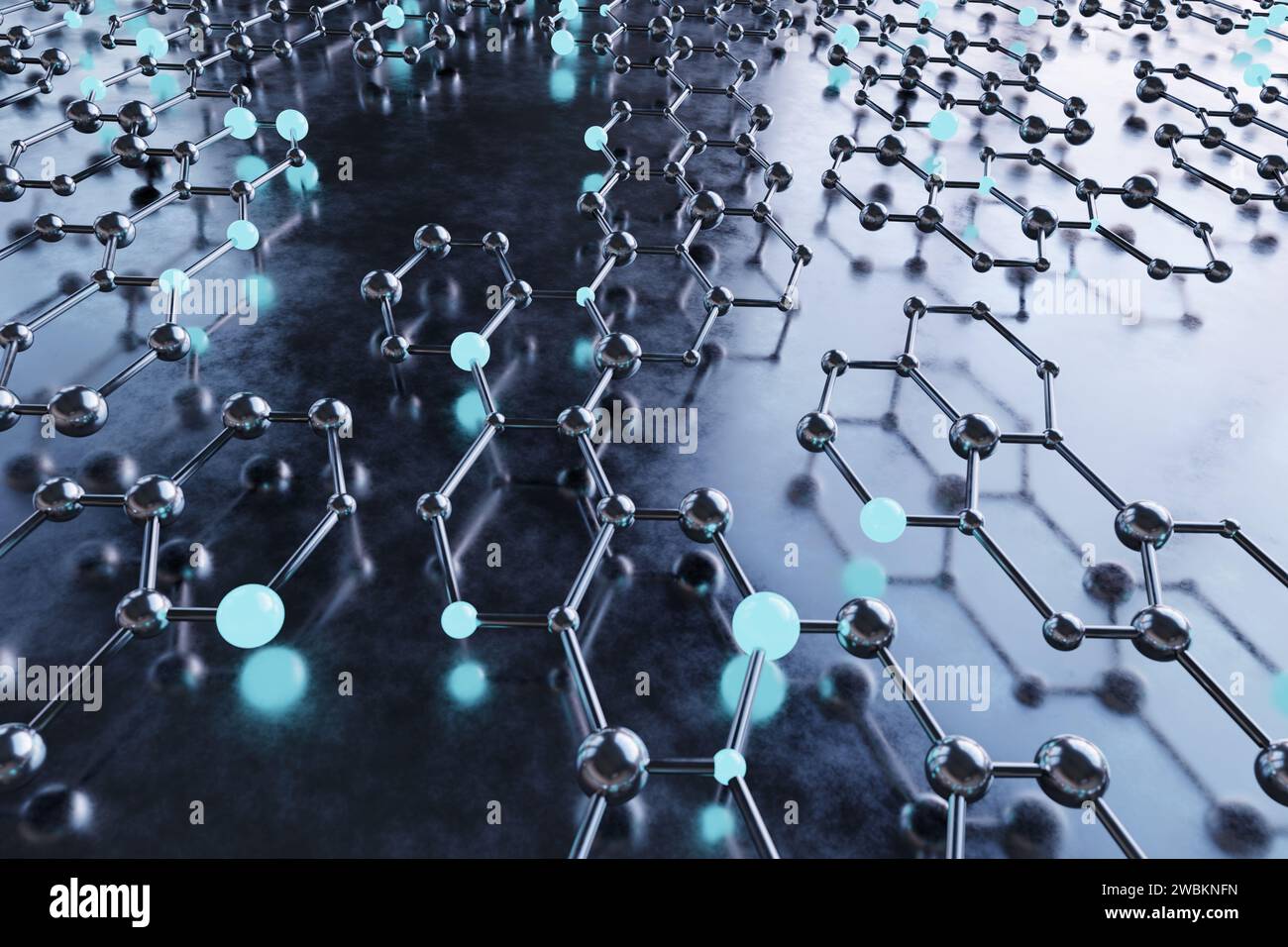 Abstract render of molecule, digital generated abstract background ...