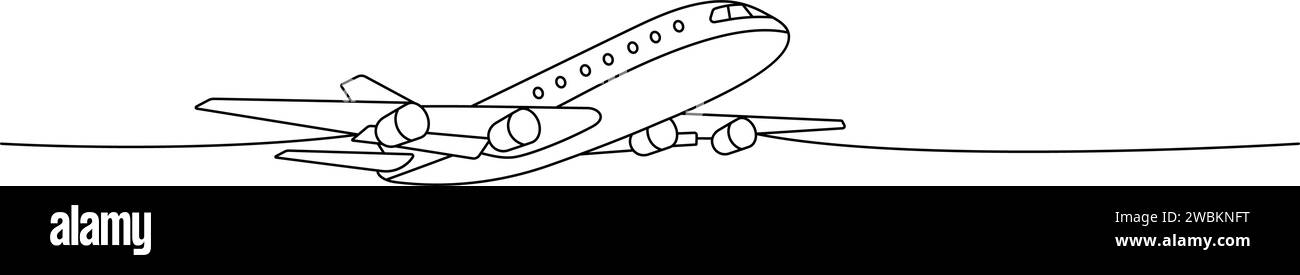 Aircraft, air transport one line continuous drawing. Different air ...