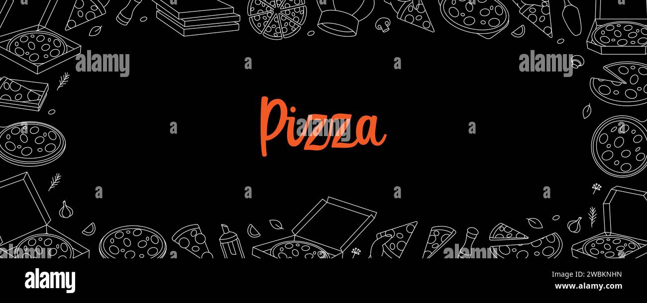 Pizza horizontal banner. Traditional italian fast food. Restaurant cafe ...