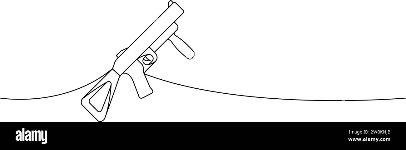 Grenade launcher one line continuous drawing. Various modern weapons ...